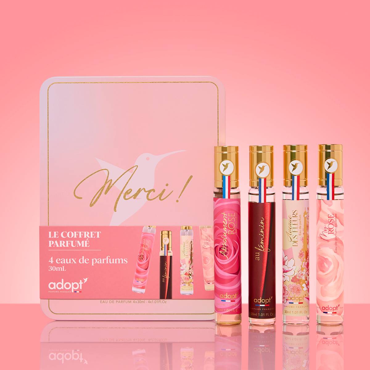 Merci - Metal box set of 4 x eaux de parfum 30 ml Absolument rose + Au ...